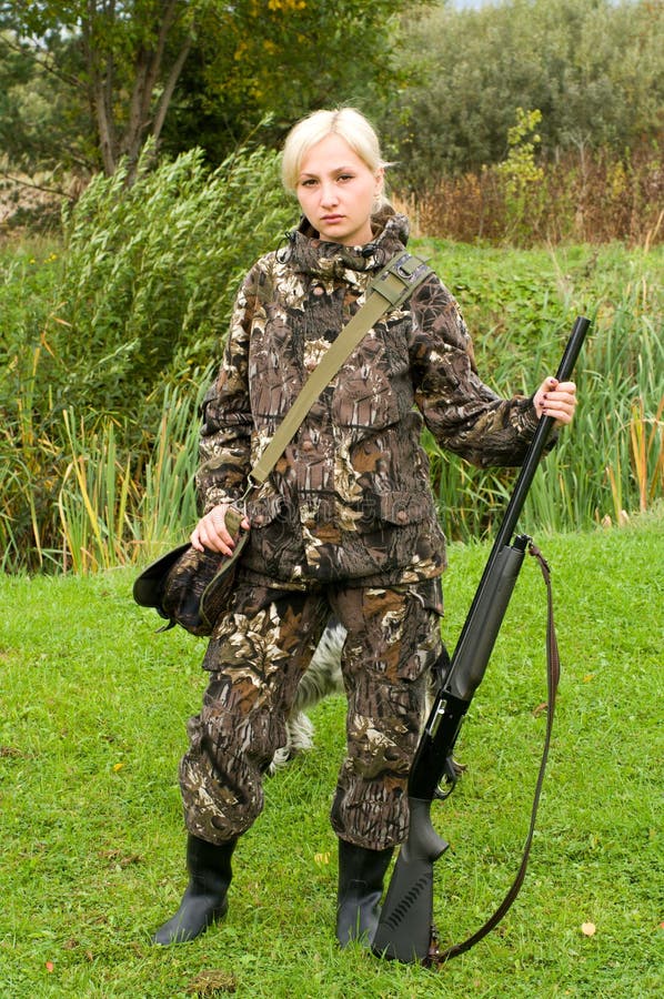 Girl hunter. stock photo. Image of shotgun, lifestyle - 16451590