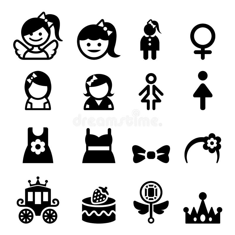 Girl icon set stock vector. Illustration of nice, clipart - 73367112