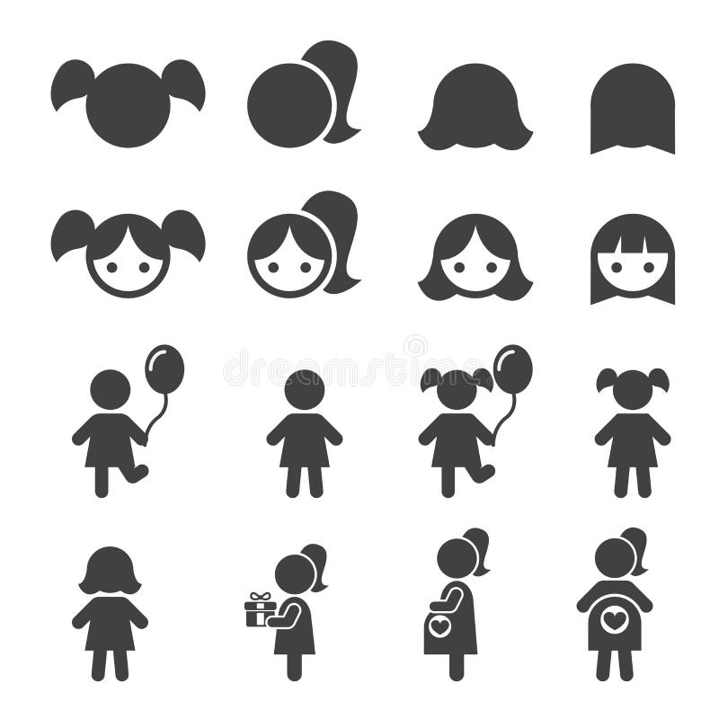 Girl icon stock vector. Illustration of couple, flat - 48617223