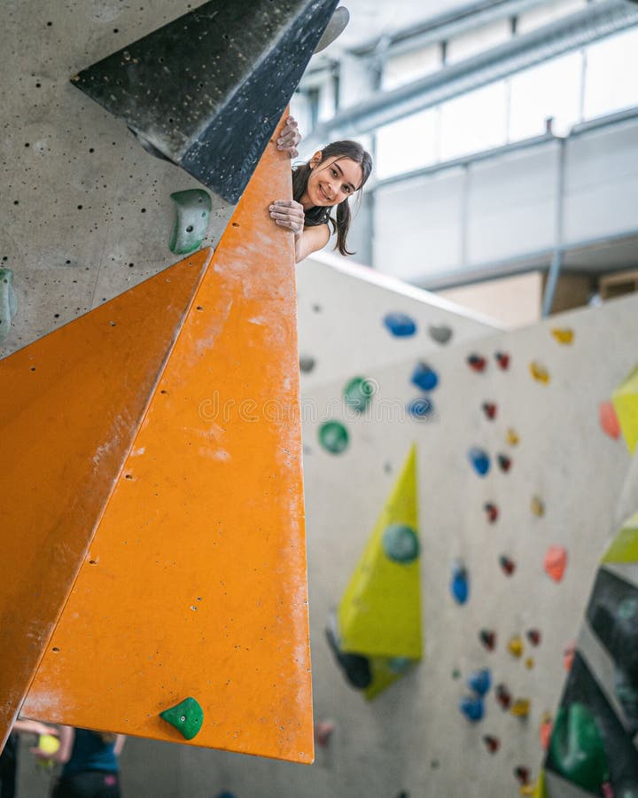 Girl in the Indoor Rock Climbing Gym Stock Image - Image of climbing ...