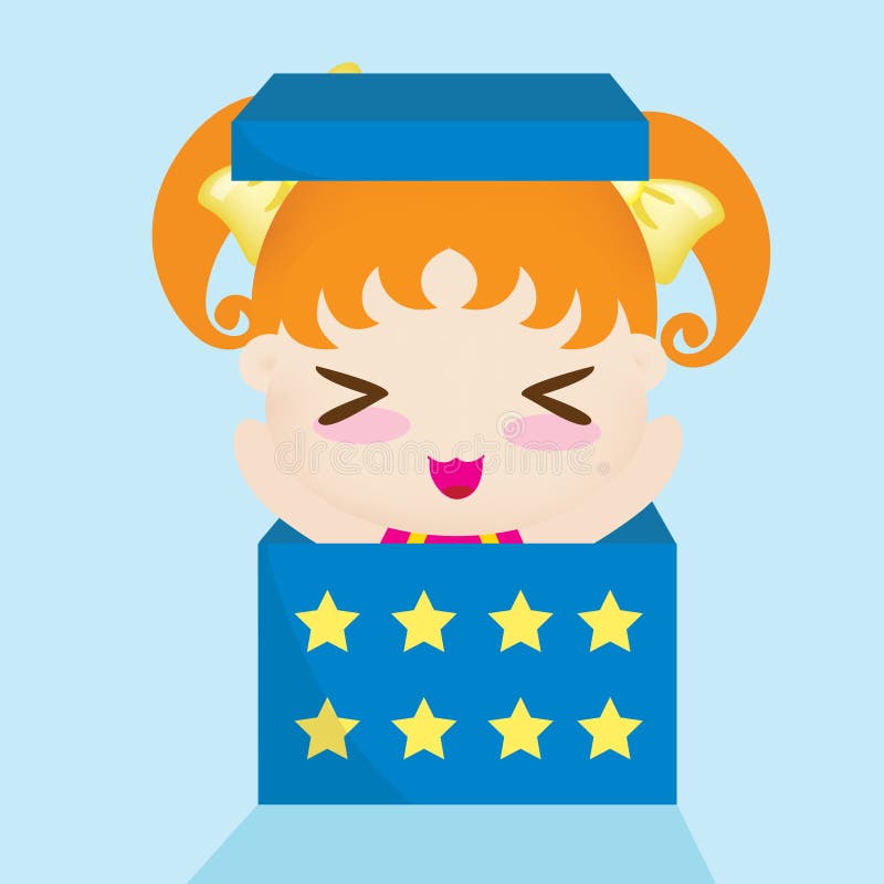 Girl Inside Gift Box. Vector Illustration Decorative Design Stock ...