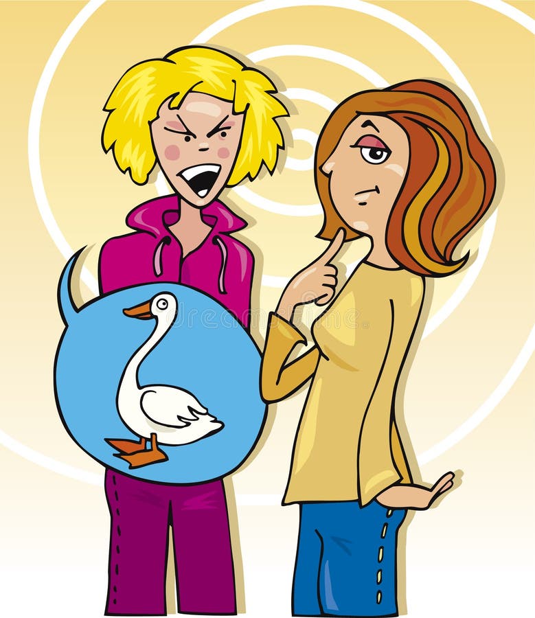 Girl insult another stock vector. Illustration of goose - 7612355