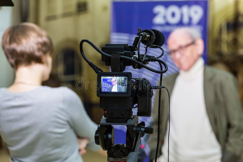 LCD Display on the Camcorder. Filming of the Concert Editorial Photo ...