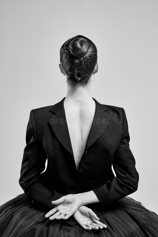Girl in a Jacket Put on the Back Stock Image - Image of elegant ...