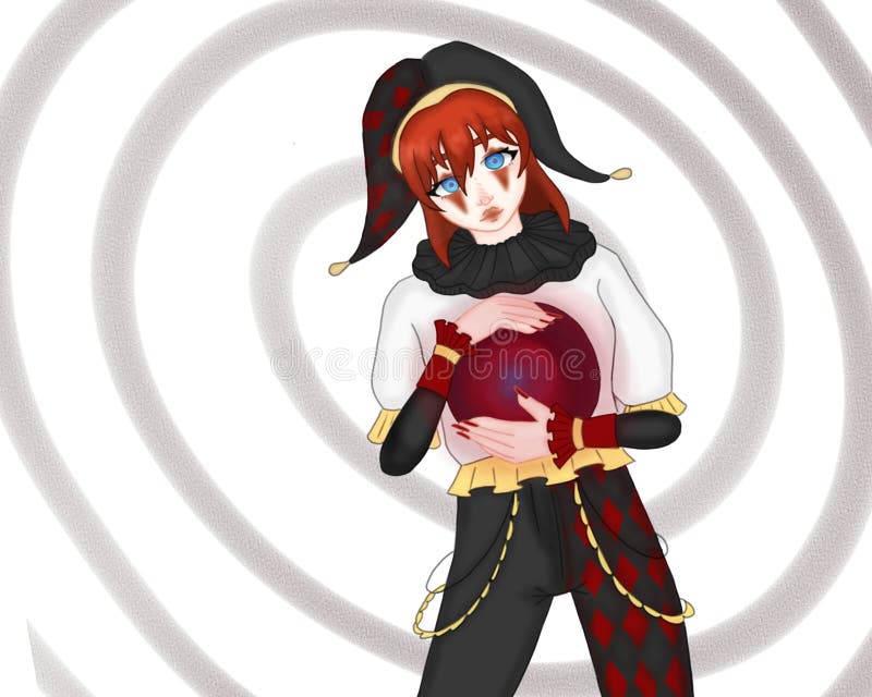 Girl Jester with a Ball on the White Stock Illustration - Illustration ...