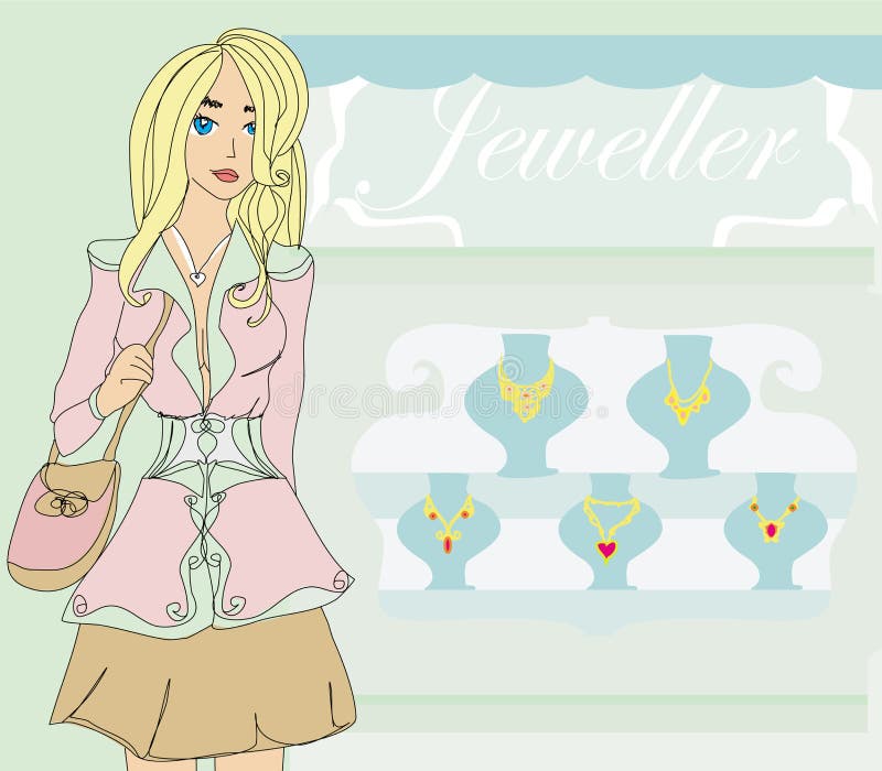 Girl and jewellerys stock vector. Illustration of beauty - 54849528
