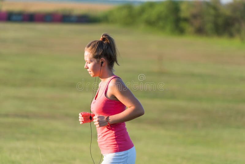Girl jogging in nature stock photo. Image of sport, relaxation - 32949774