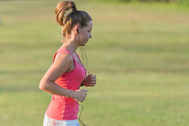 Girl jogging in nature stock image. Image of lifestyles - 32950035