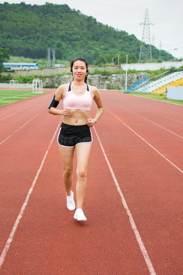 Girl Jogging on the Running Track, Active Lifestyle Stock Photo - Image ...