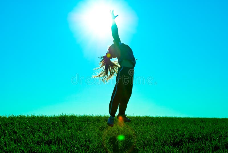 Girl jump out stock image. Image of nature, pose, target - 9168811