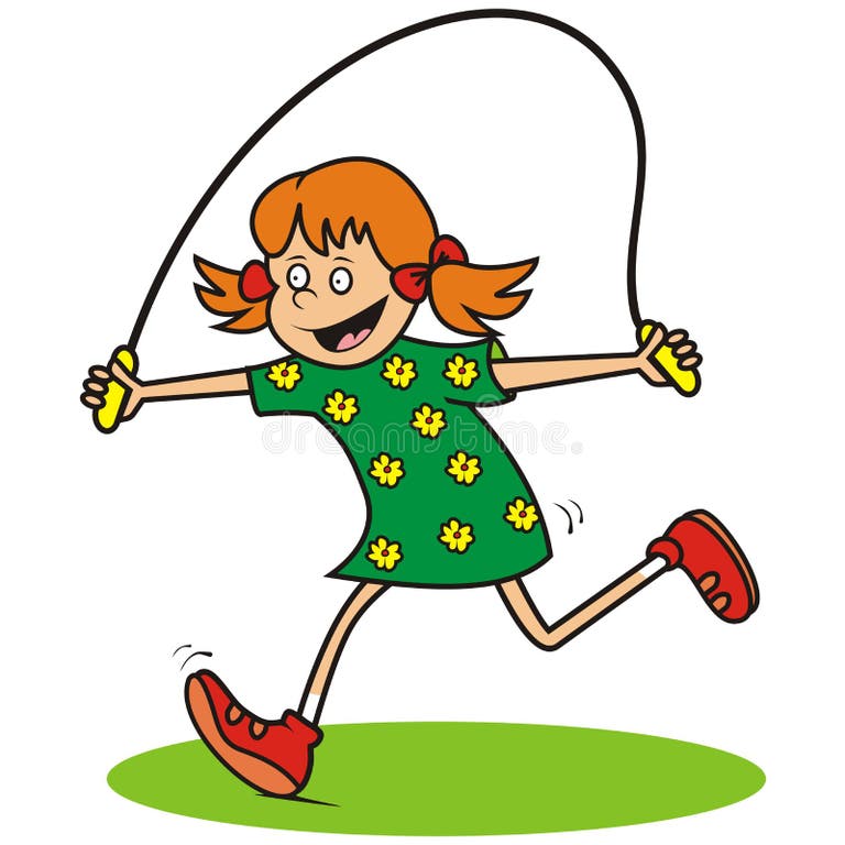 Girl and jump rope stock vector. Illustration of exercise - 54595158