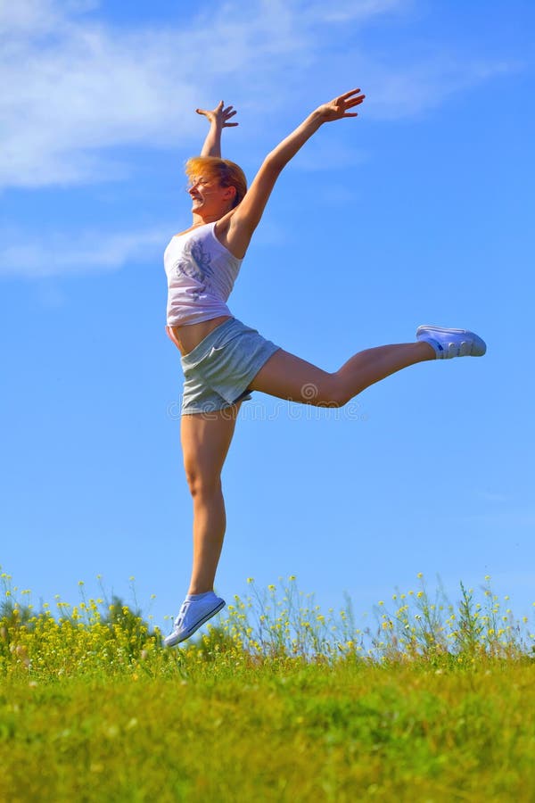 Girl jumping stock image. Image of lifestyle, cheerful - 19017157