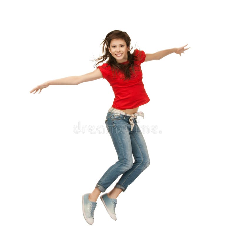 Girl jumping stock photo. Image of funky, happiness, happy - 38230418