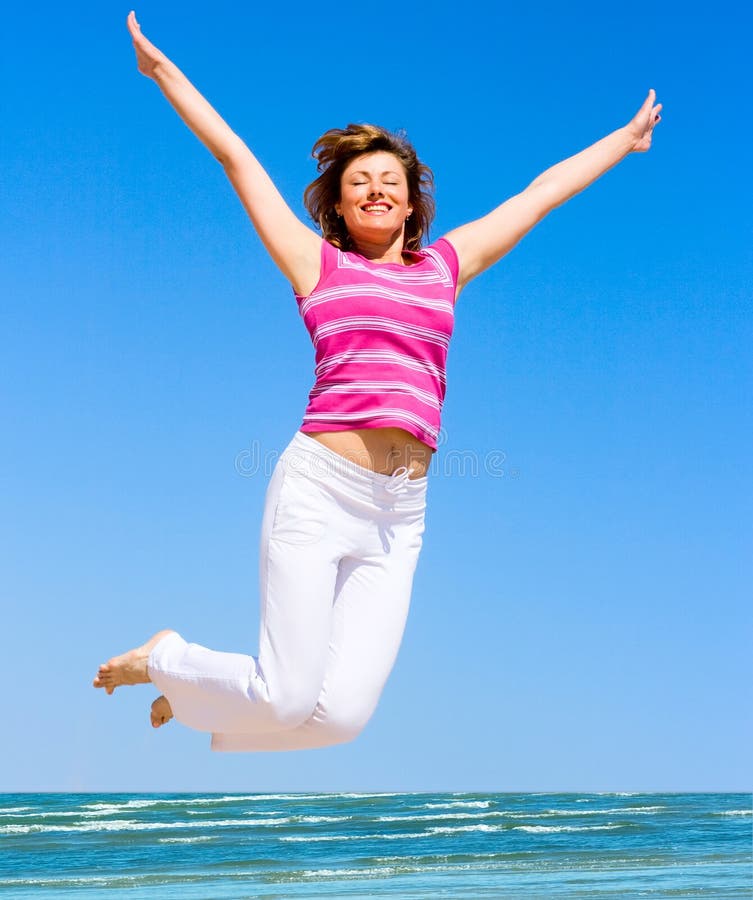 Women jumping in a group stock photo. Image of naked, nature - 8390858