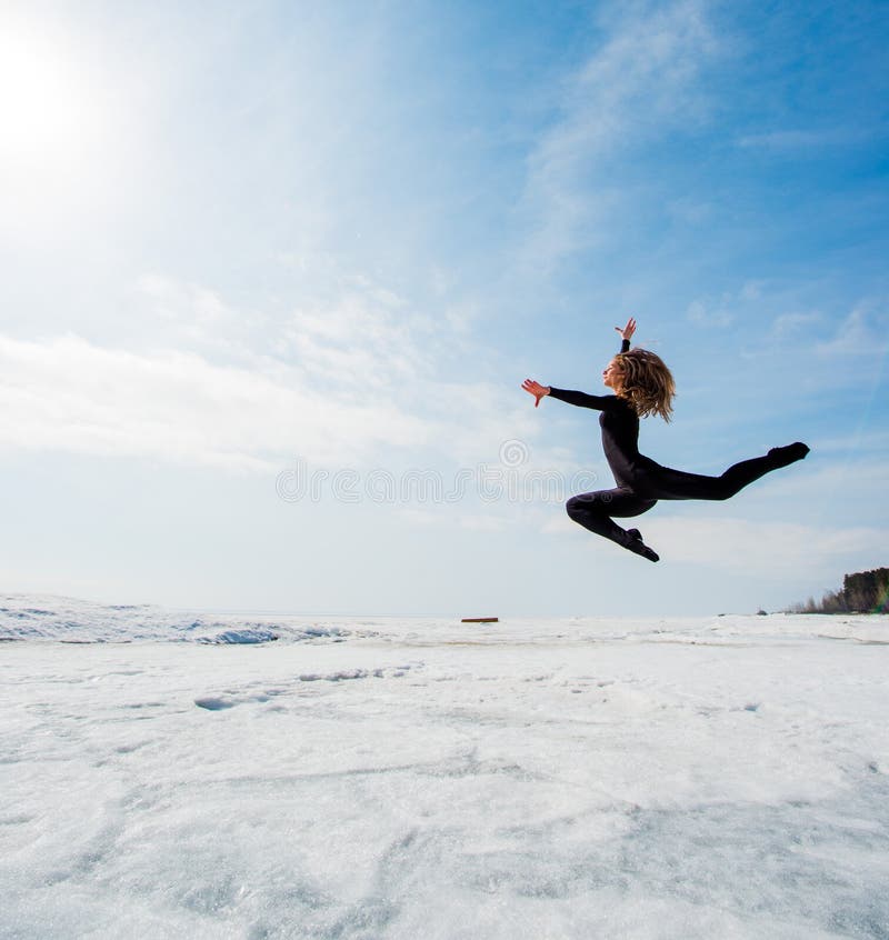 Girl Jumping and Flexes Back Stock Photo - Image of high, european ...