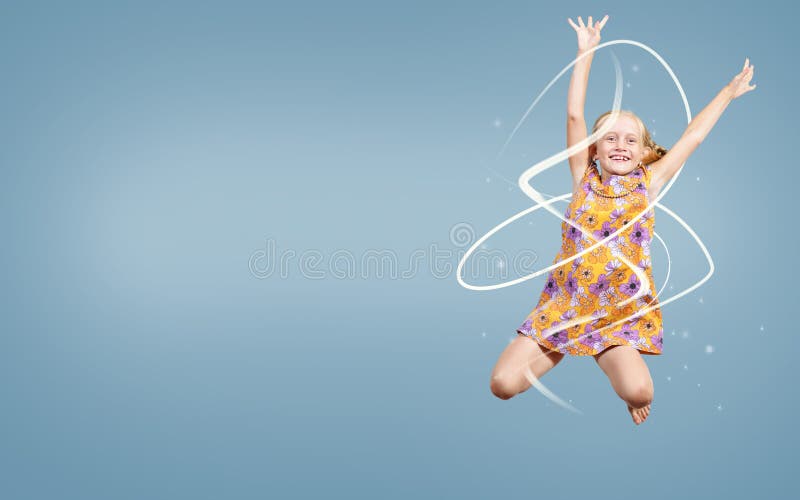 Girl jumping hands up stock photo. Image of caucasian - 28179550
