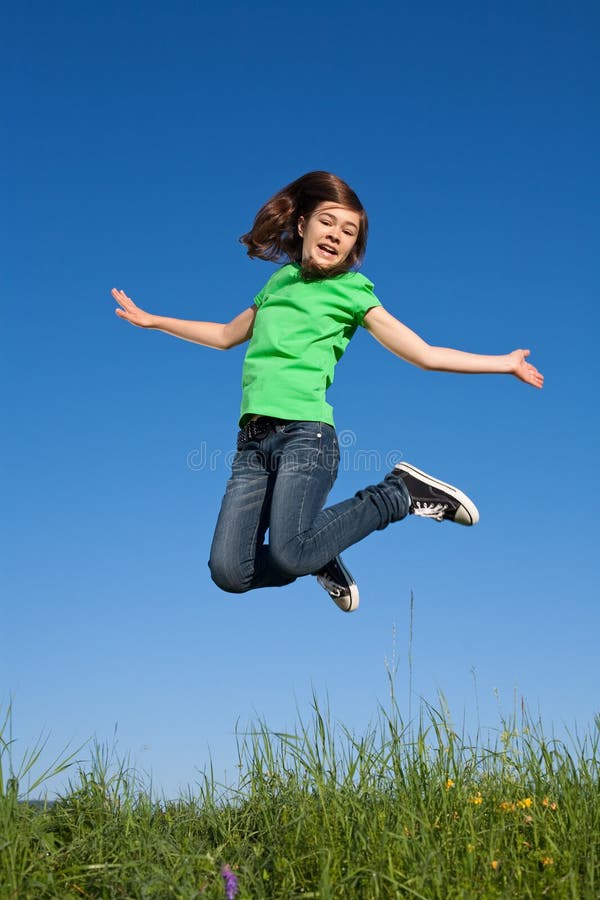 Girl jumping outdoor stock photo. Image of offspring - 10781122
