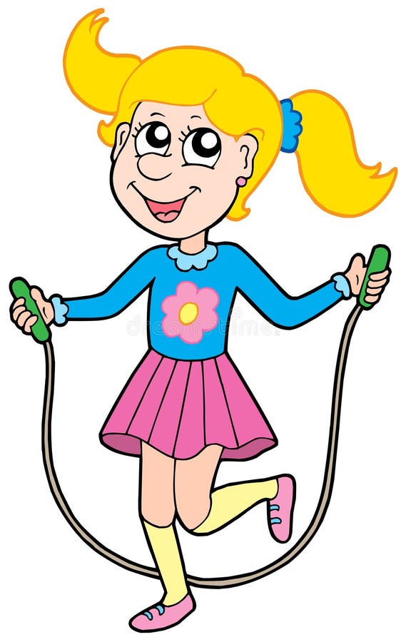 Happy Girl Jumping Rope Stock Illustrations – 1,160 Happy Girl Jumping ...