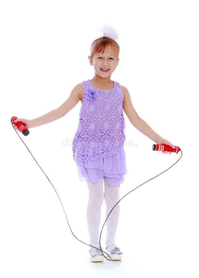 Girl jumping rope stock photo. Image of cute, girl, isolated - 51996530