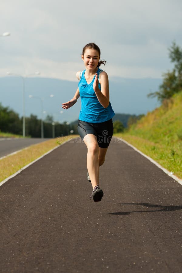 Girl running outdoor stock photo. Image of female, exercising - 29889452