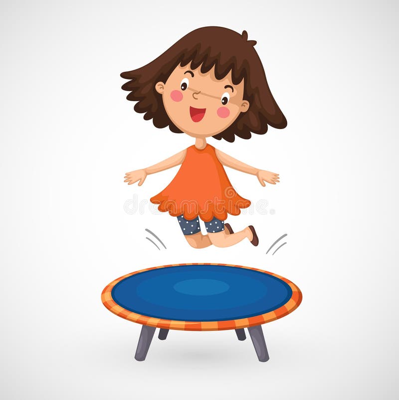 Girl Jumping on a Trampoline Stock Vector - Illustration of cute, cape ...
