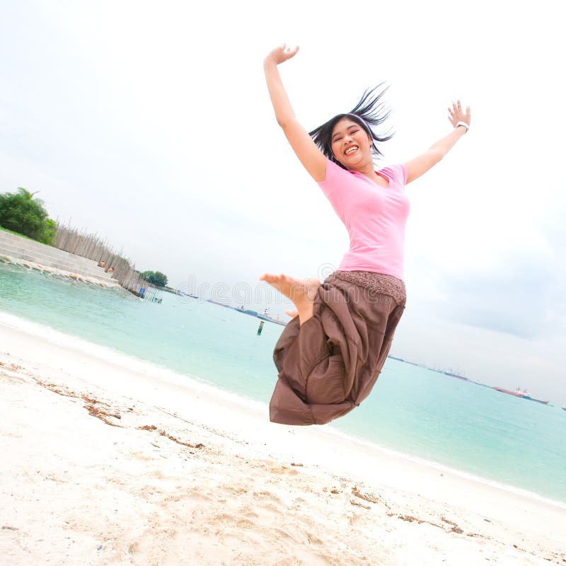 Girl Jumps Up High in the Air Stock Photo - Image of relax, attractive ...