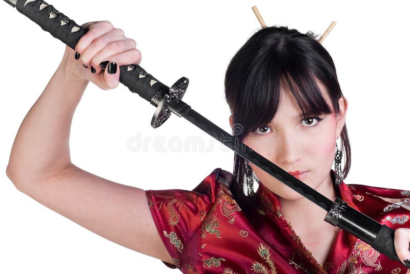 Girl with katana stock image. Image of fashion, isolated - 13012025