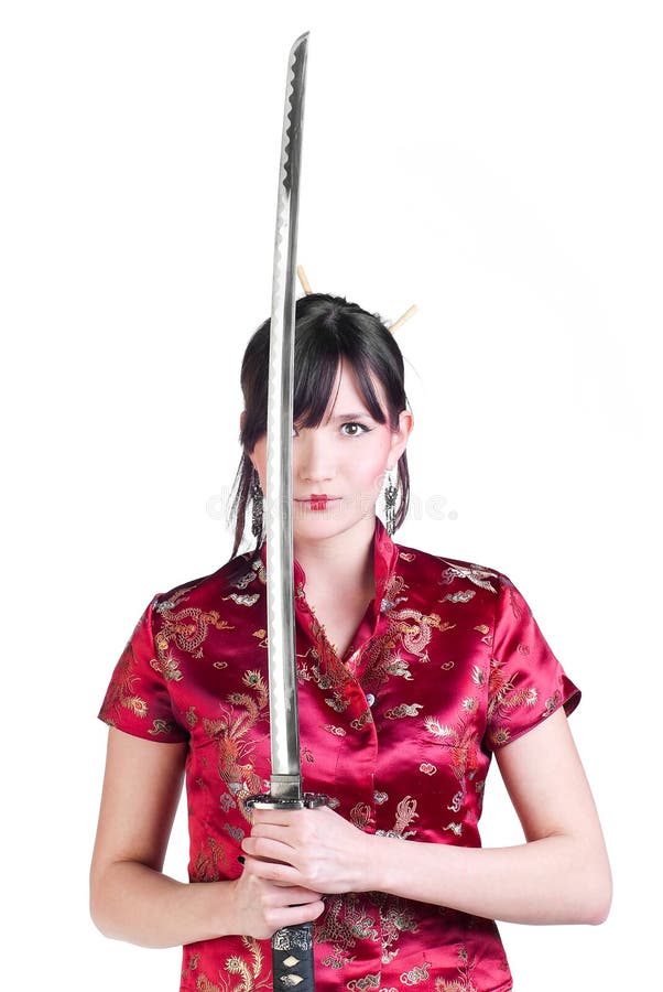Girl with katana stock image. Image of person, fashionable - 13439685