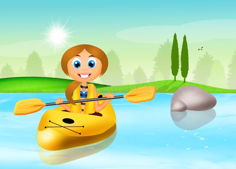 Kayaking stock vector. Illustration of waves, rowing - 24162787