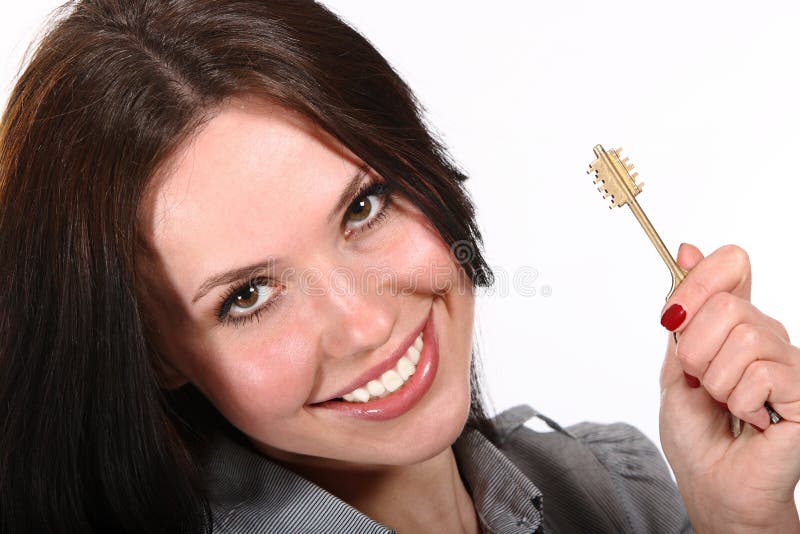 Girl with the key stock photo. Image of manager, finger - 12763852