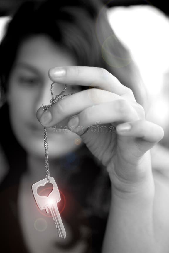 Girl with the Key Monochrome Stock Image - Image of child, corporate ...