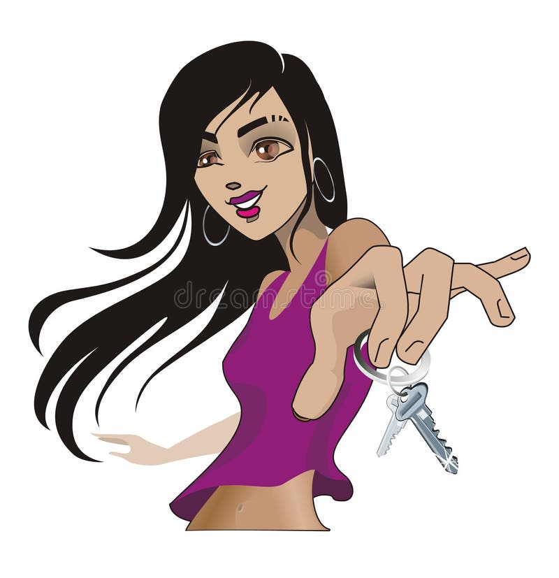 Girl with keys. stock vector. Illustration of isolated - 3879406
