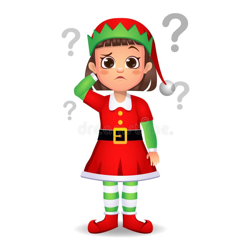 Girl Kid in Elf Dress with Question Mark Stock Illustration ...