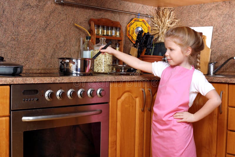 Girl in the Kitchen stock photo. Image of girl, family - 17350944