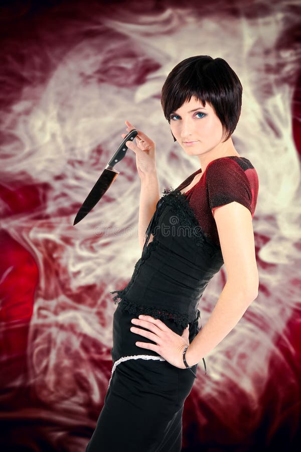Girl with the knife stock image. Image of beauty, expression - 17037937