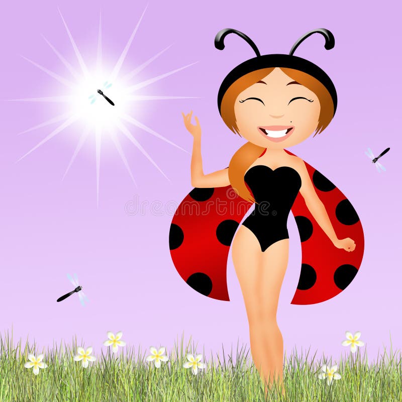 Girl ladybug stock illustration. Illustration of ladybug - 43670202