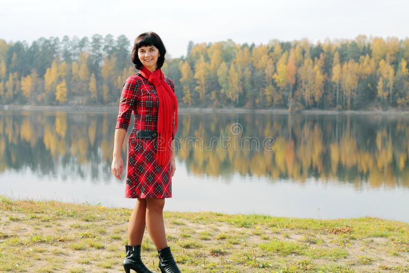 Girl by the lake stock image. Image of lake, sunset, sunrise - 44855711