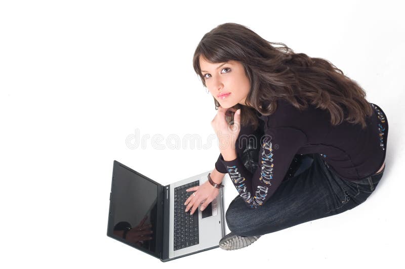 Girl with lap top computer stock image. Image of student - 3833931