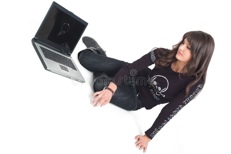 Girl with lap top computer stock image. Image of student - 3833931