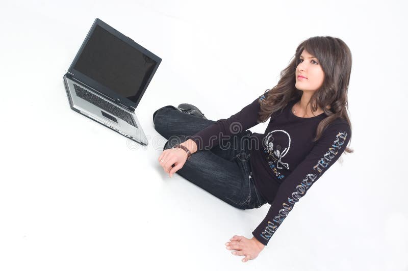 Girl with lap top computer stock image. Image of student - 3833931