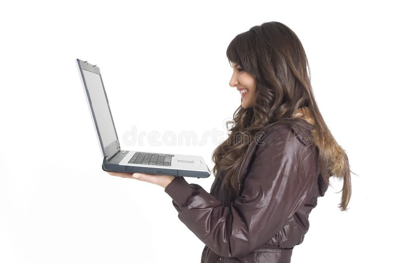 Girl with lap top computer stock image. Image of student - 3833931