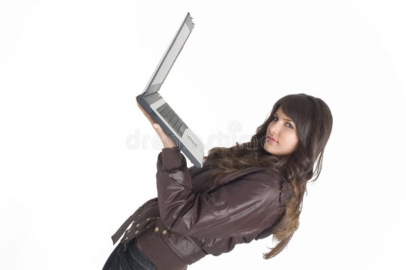 Girl with lap top computer stock photo. Image of female - 3833846