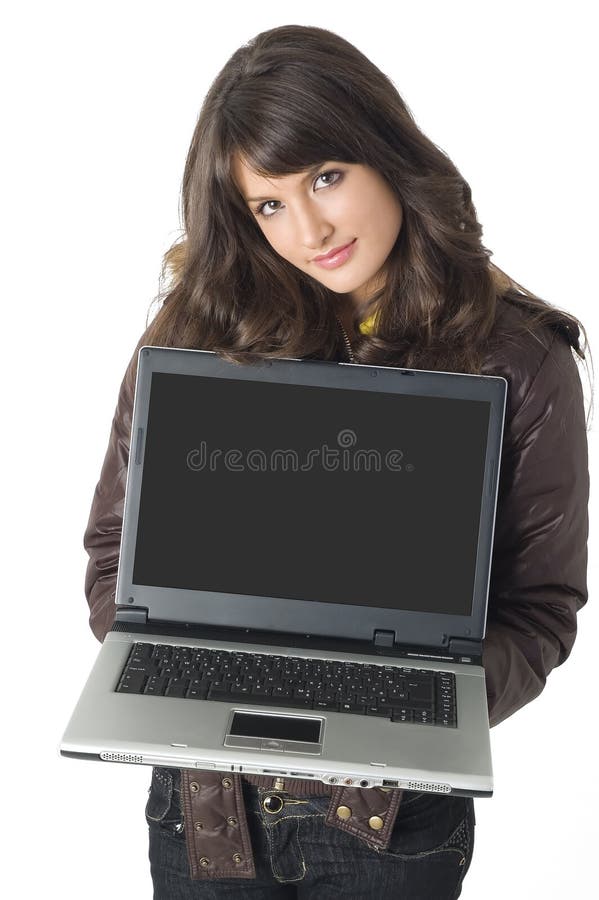 Girl with lap top computer stock image. Image of student - 3833931