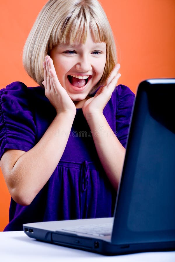 Girl with laptop stock image. Image of computer, winning - 10628623