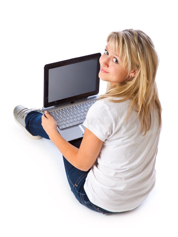 Beautiful Young Female with Laptop Stock Image - Image of laptop ...