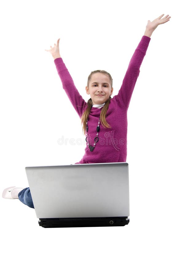 Girl with laptop. stock image. Image of studying, beauty - 12749543