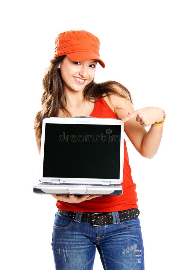 Girl with a laptop stock photo. Image of female, caucasian - 13958662