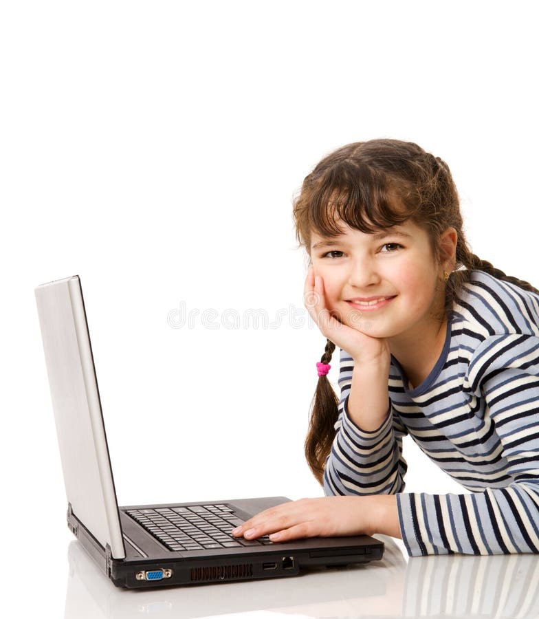 Girl with laptop stock photo. Image of mail, reading - 18139006