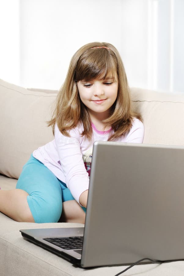Girl with laptop stock photo. Image of modern, interior - 19640980