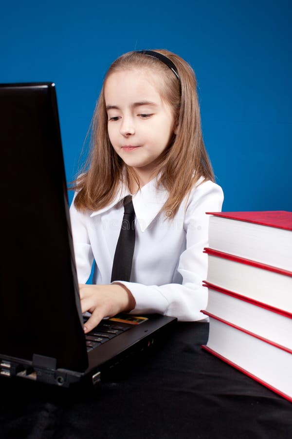 Girl with laptop stock photo. Image of deck, computer - 19845970